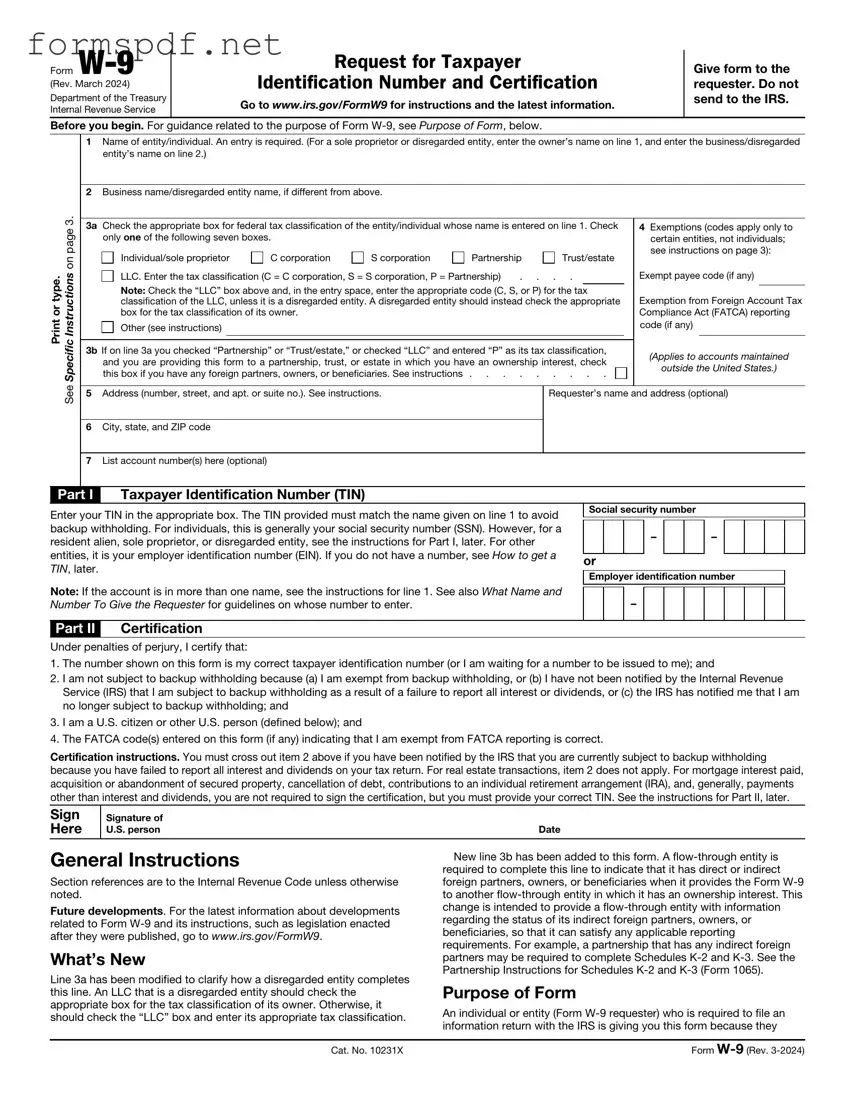 IRS W 9 Form Forms PDF